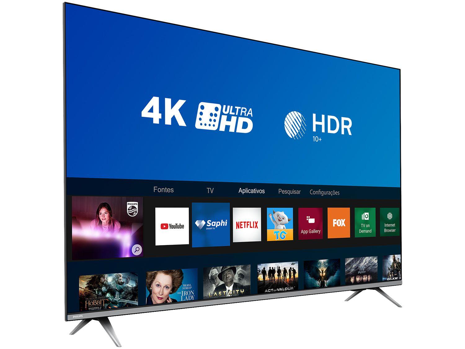 Smart TV 4K LED 50” UHD Philips 50PUG6654/78 Wi-Fi - Bluetooth 3 HDMI 2 ...
