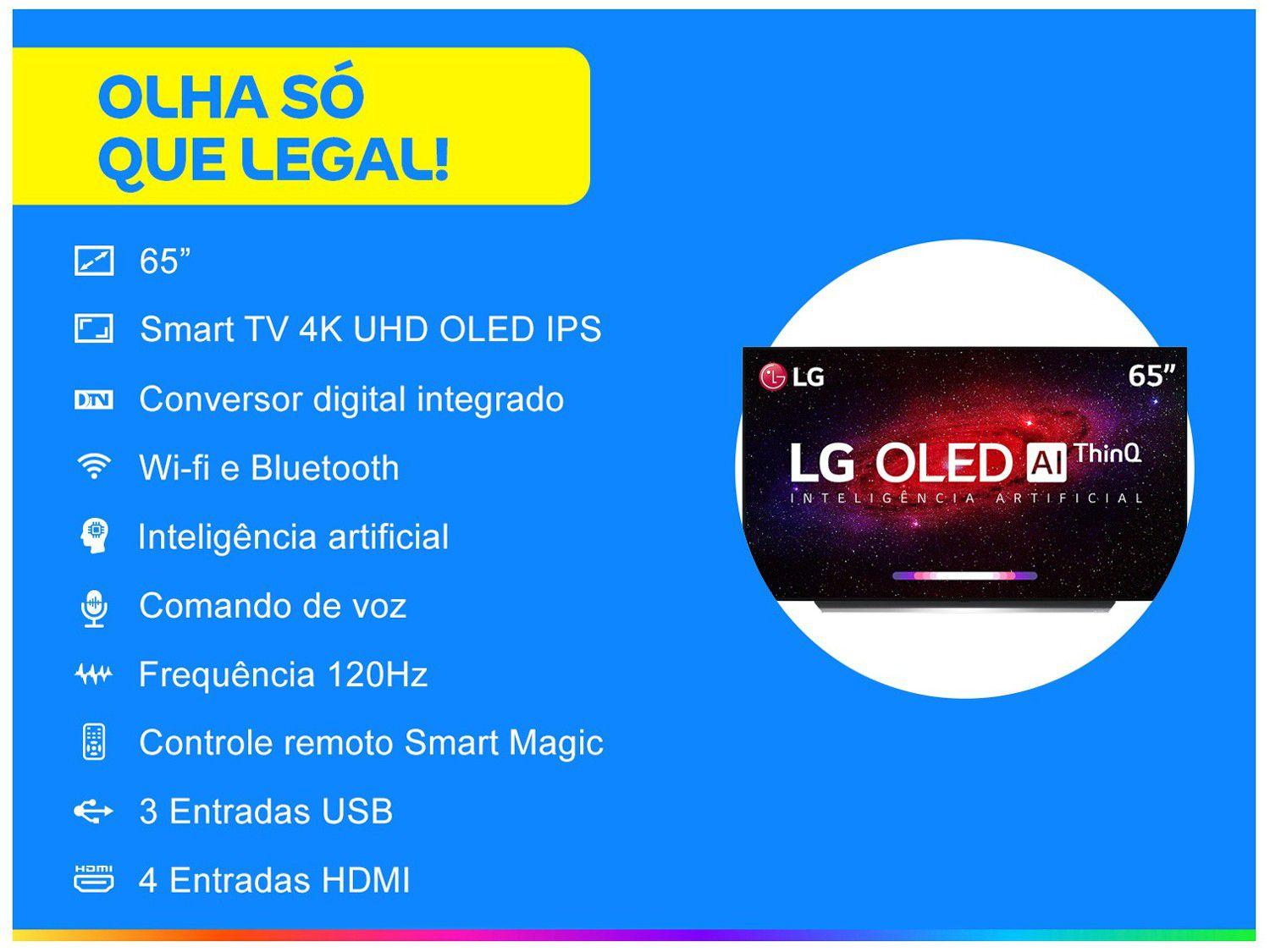 Smart TV 4K OLED IPS 65” LG OLED65CXPSA - Wi-Fi Bluetooth HDR ...