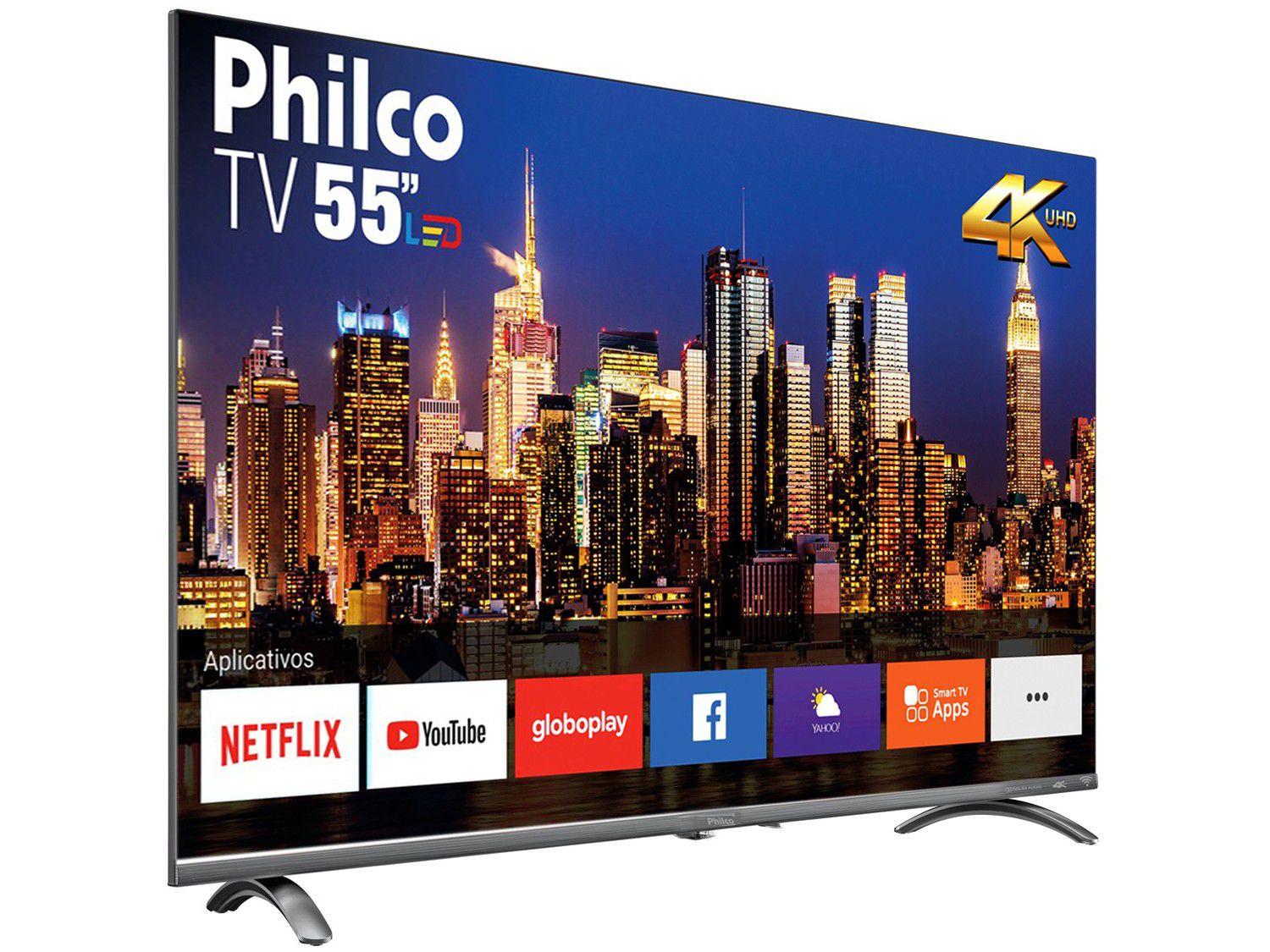 Smart TV 4K UHD D-LED 55” Philco PTV55Q20SNBL - Wi-Fi HDR 3 HDMI 2 USB ...