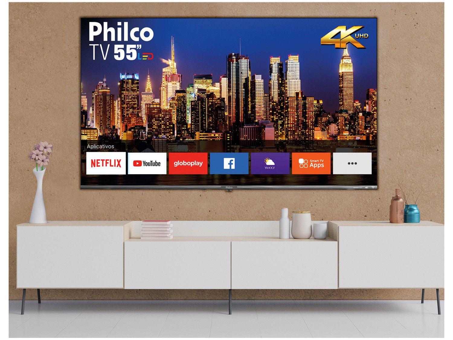 Smart TV 4K UHD D-LED 55” Philco PTV55Q20SNBL - Wi-Fi HDR 3 HDMI 2 USB ...