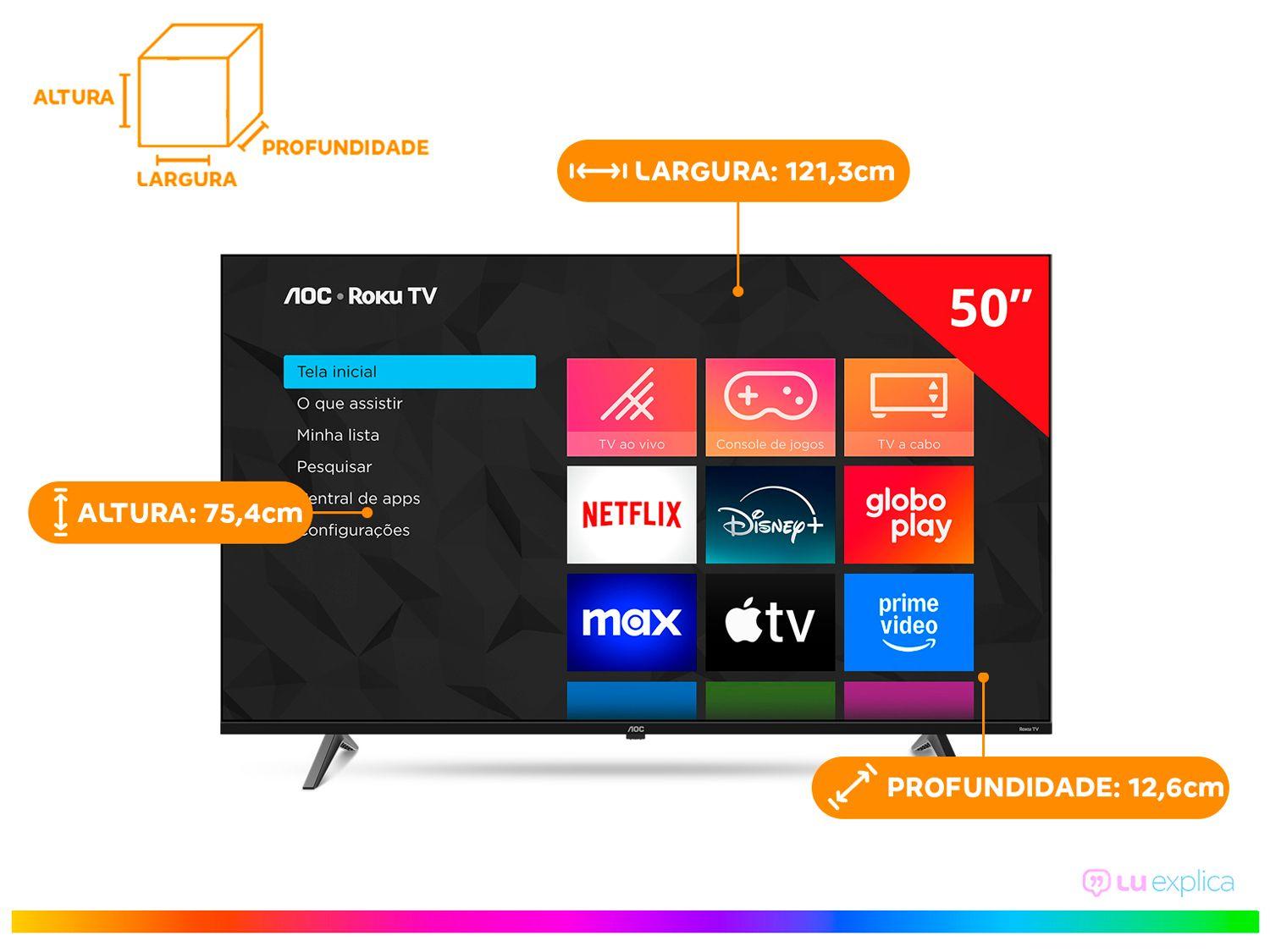 Smart TV 50" AOC 4K DLED 50U7045/78G Roku TV Quad Core 3 HDMI | Magalu Empresas | B2B e compras ...