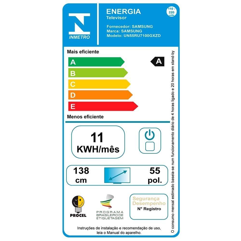 Smart TV 55” LED Samsung UN55RU7100GXZD 4K Ultra HD HDR com WiFi, 2 USB ...