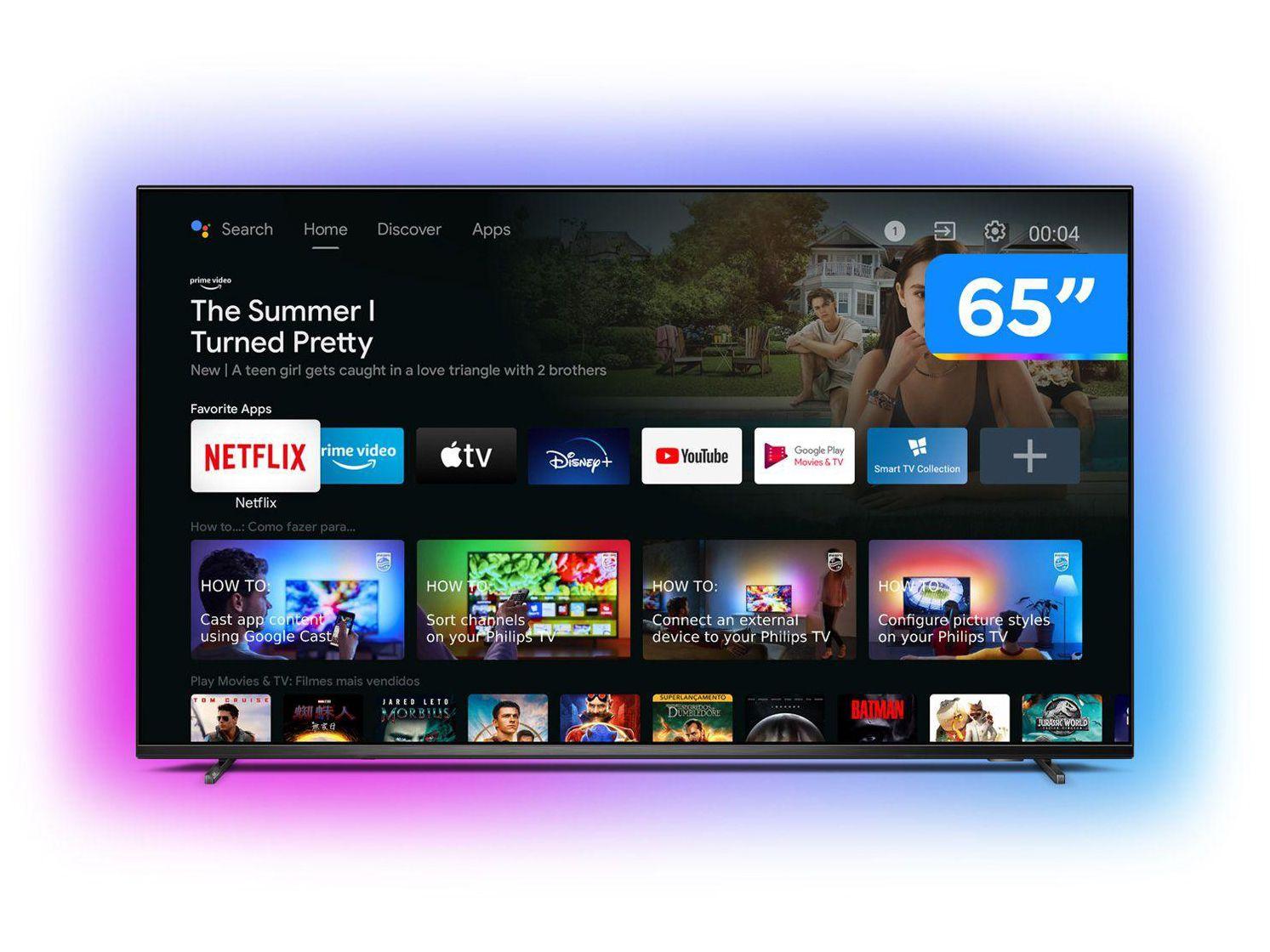 Smart TV 65” 4K UHD Mini LED Philips 65PML9507/78 VA 120Hz Android Wi ...