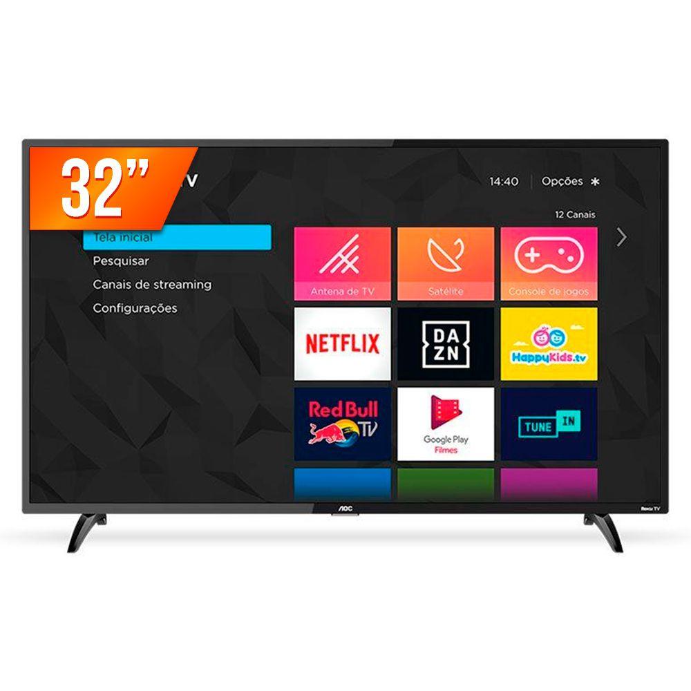 Smart TV AOC Roku LED 32” HD 32S5195/78G 3 HDMI 1 USB - Smart TV ...