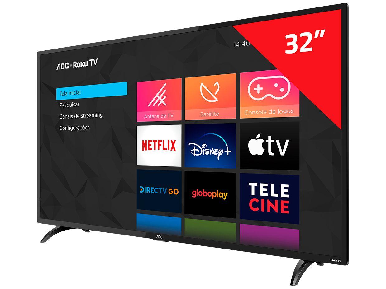 Smart TV HD LED 32” AOC 32S5195/78G - Wi-Fi 3 HDMI 1 USB - Smart TV ...