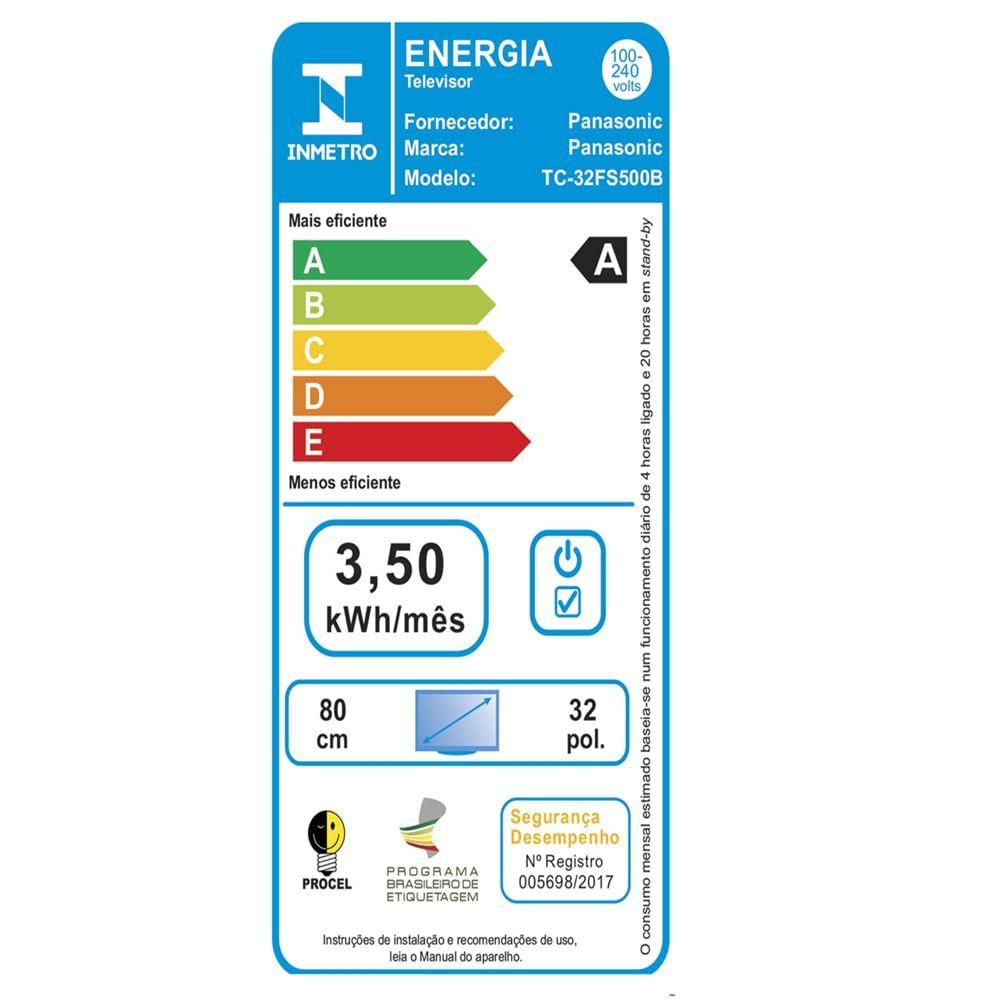 Smart TV LED 32” Panasonic TC-32FS500B HD com Wi-Fi, 2 USB, 2 HDMI e ...