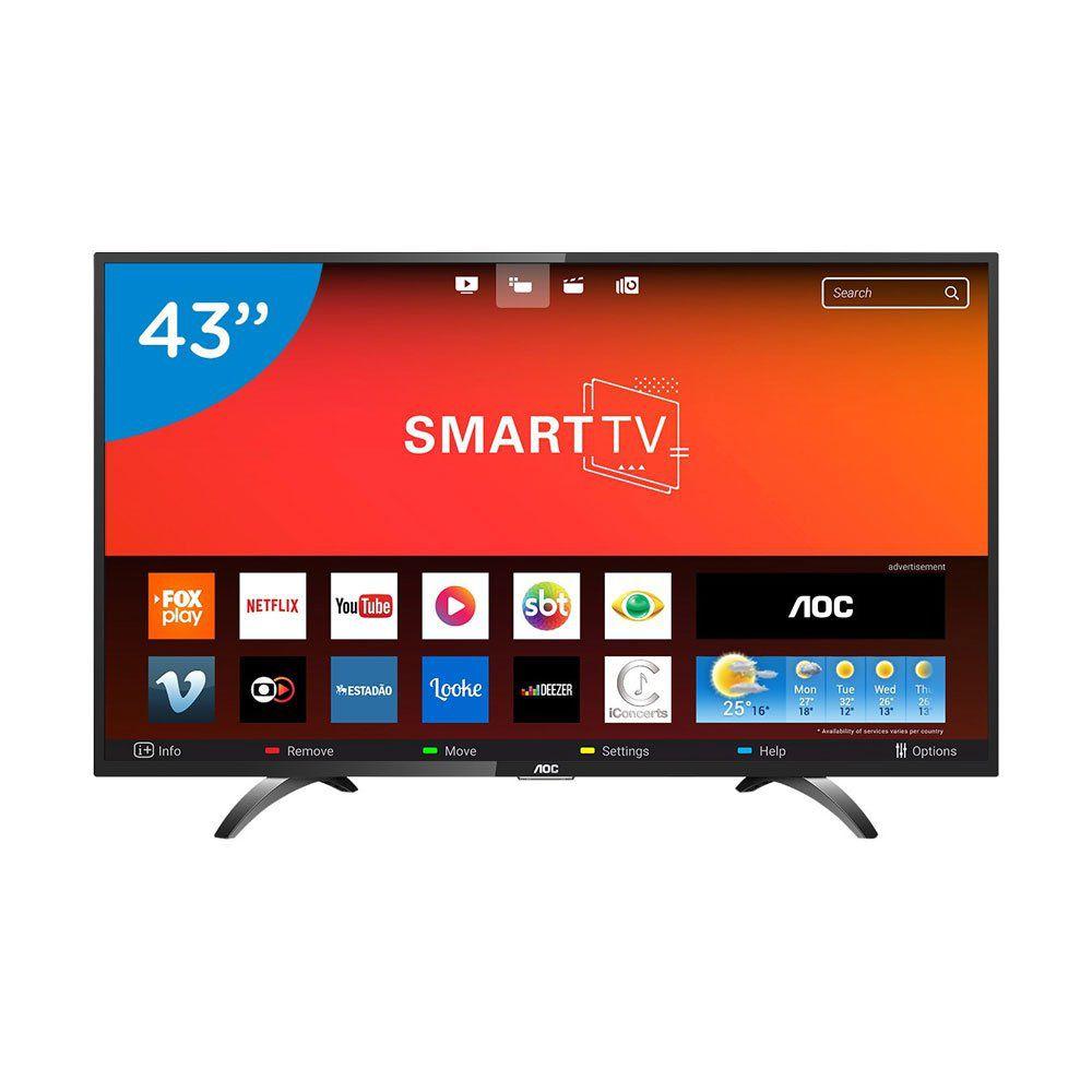 Smart TV LED 43 Polegadas AOC LE43S5970S Full HD Wi-Fi 2 USB 3 HDMI - Smart TV - Magazine Luiza