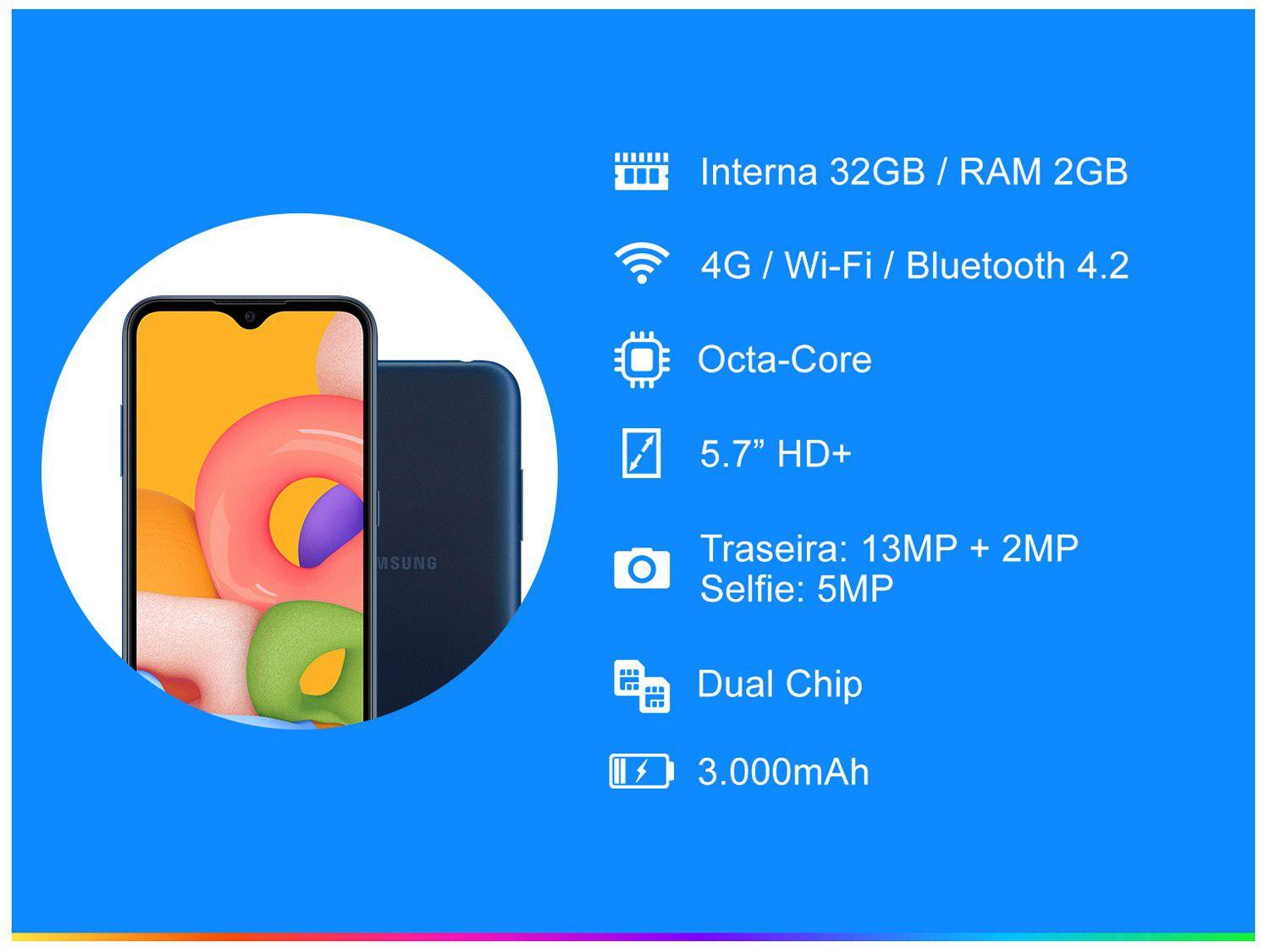 Smartphone Samsung Galaxy A01 32GB Azul Octa-Core - 2GB RAM Tela 5,7 ...