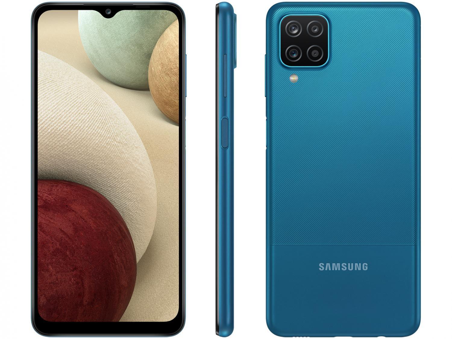 Smartphone Samsung Galaxy A12 64GB Azul 4G - Octa-Core 4GB RAM 6,5” Câm ...