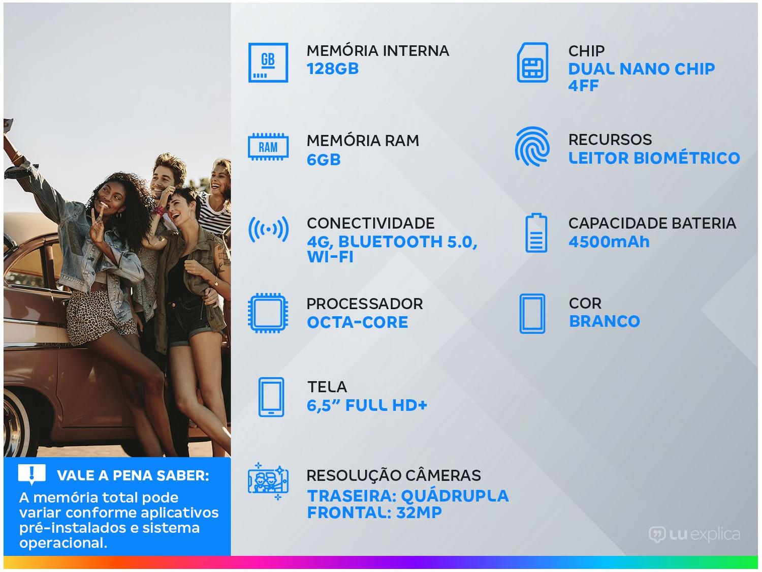Smartphone Samsung Galaxy A52 128GB Branco 6GB RAM 6,5" Câm. Quádrupla ...