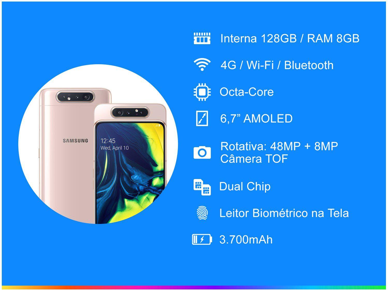 Smartphone Samsung Galaxy A80 128GB Rose 4G - Octa-Core 8GB RAM 6,7 ...