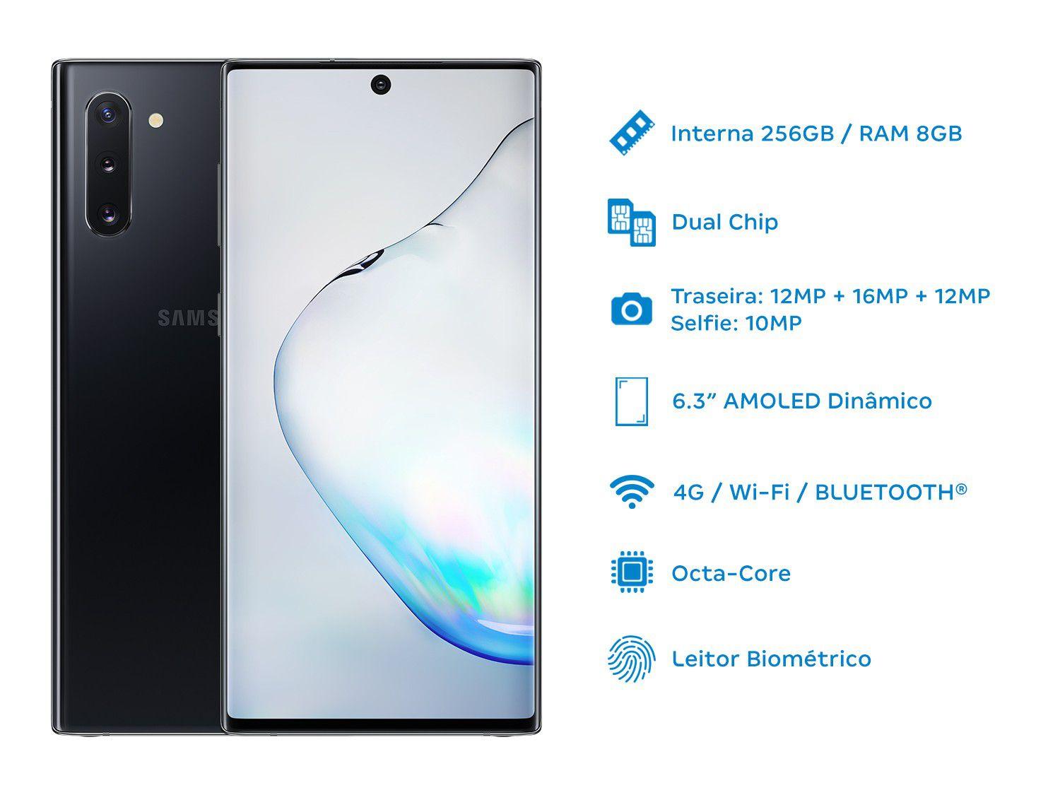 Smartphone Samsung Galaxy Note 10 256GB Preto 4G - 8GB RAM Tela 6,3 ...