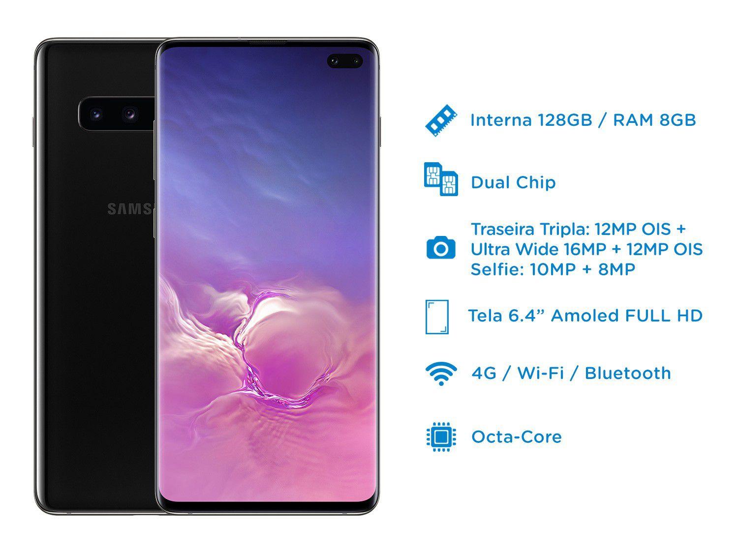 Smartphone Samsung Galaxy S10+ 128GB Preto 4G - 8GB RAM 6,4” Câm ...