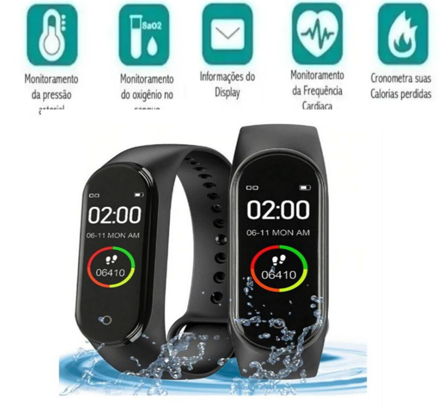 Smartwatch Pulseira Inteligente Relógio Preto Esporte Mtr-50 - Tomate ...