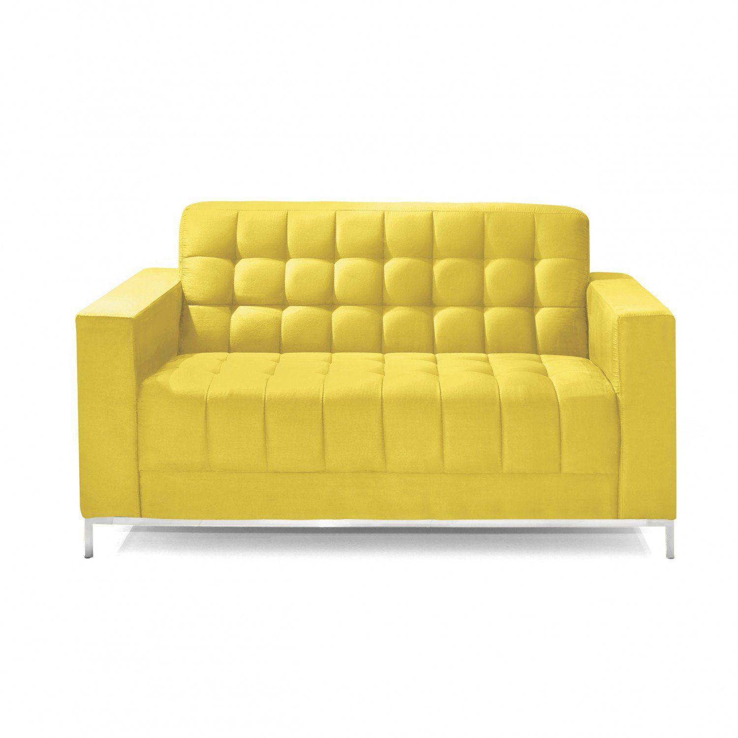 Sofá 2 Lugares em Veludo Liso 150cm Classic Império Sofás Amarelo ...