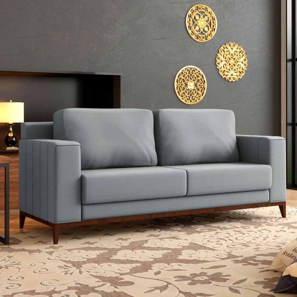 Sofá 3 Lugares Marjorie Suede Cinza 180 cm - Mundo Futon - Sofás ...