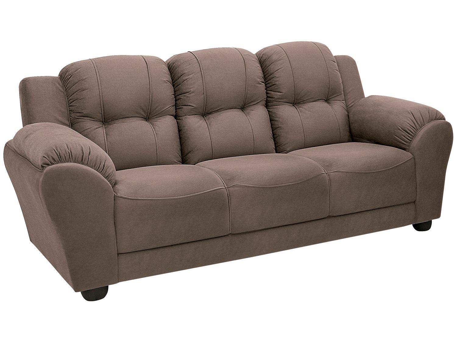 Sofá 3 Lugares Suede Adágio Linoforte - Marrom 3 lugares