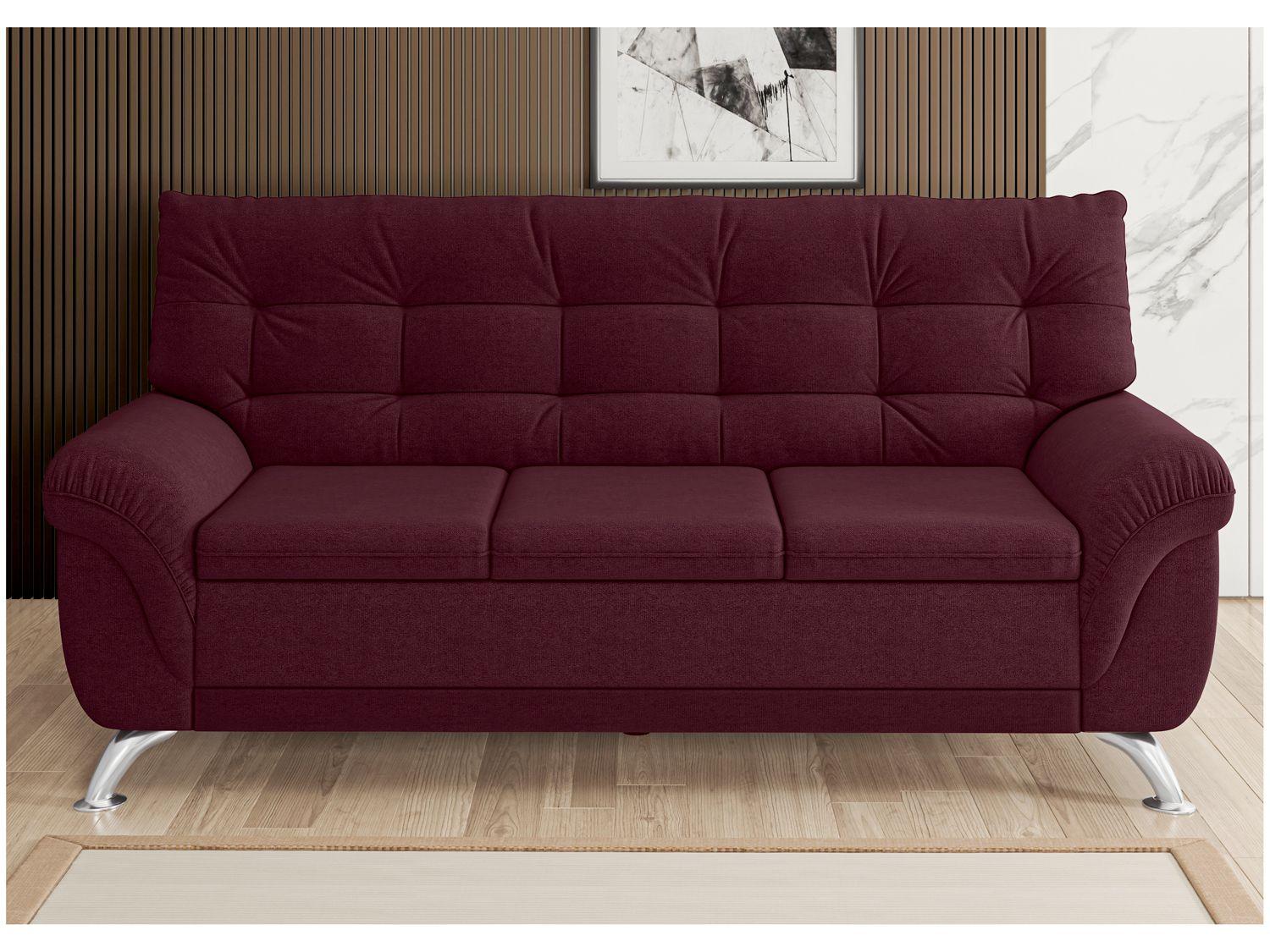 Sofá 3 Lugares Suede Atrium Linoforte - Vinho