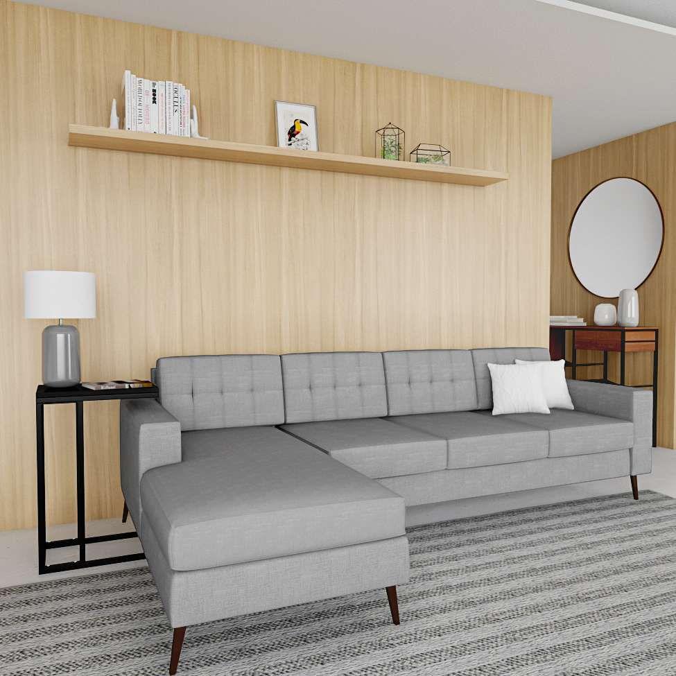 Sofa 4 Lugares Happpy com Chaise Esquerdo Pe Palito Linho Cotton Cinza Mobly Sofas Magazine Luiza