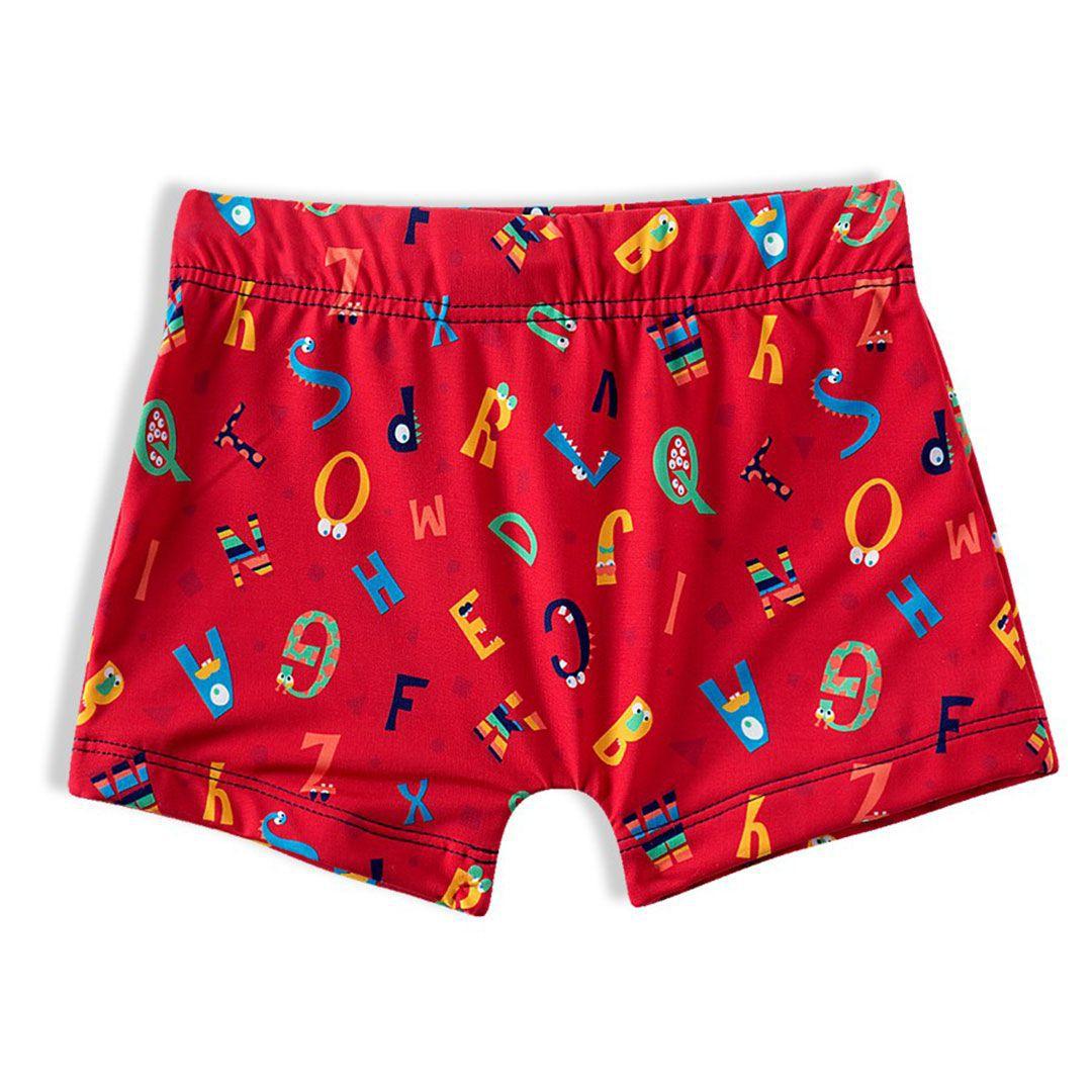 Sunga Boxer Infantil Bebê Alfabeto ABC Vermelho Tip Top - Sunga ...