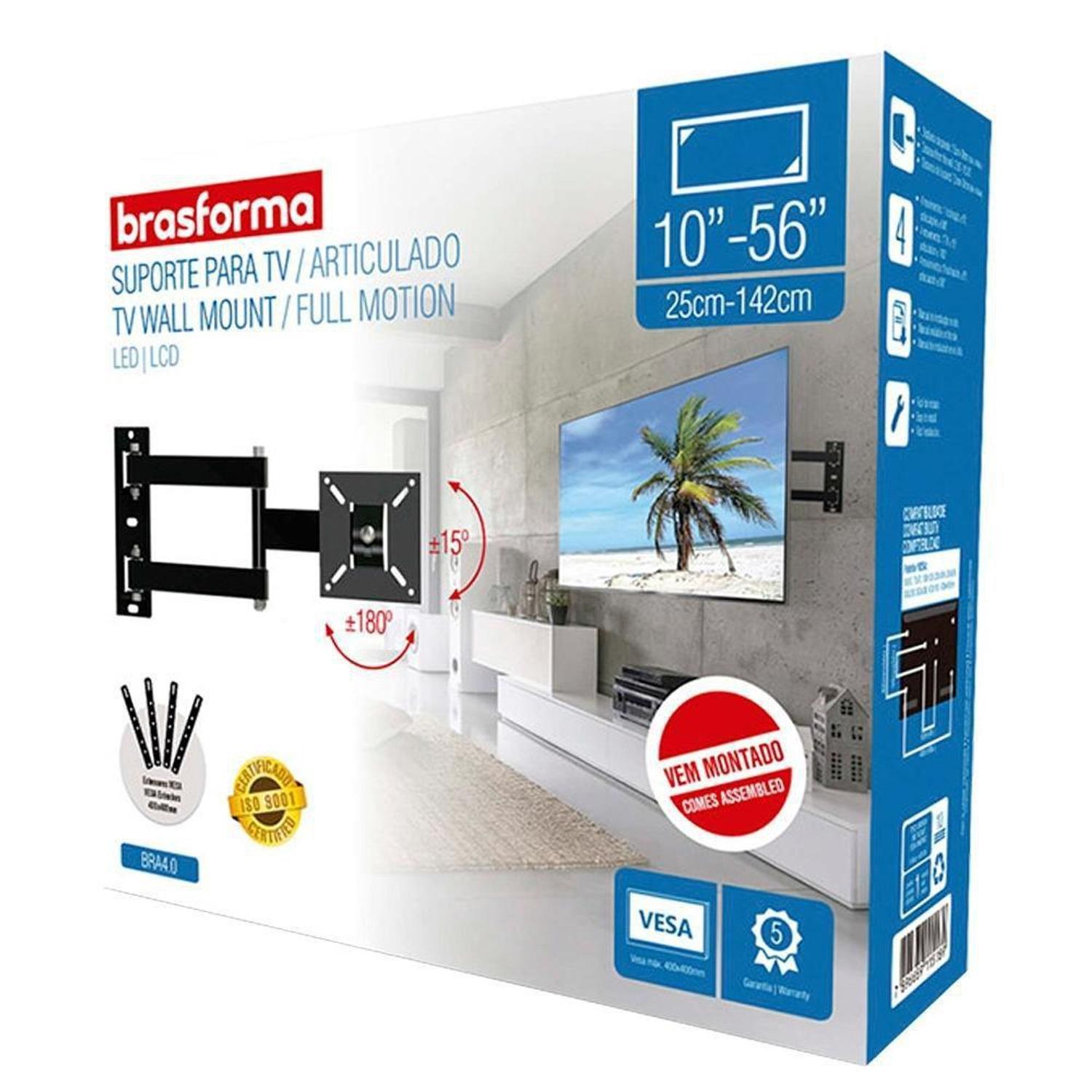 Suporte Articulado Brasforma, com Inclinação, Para TV LED, LCD, Plasma ...