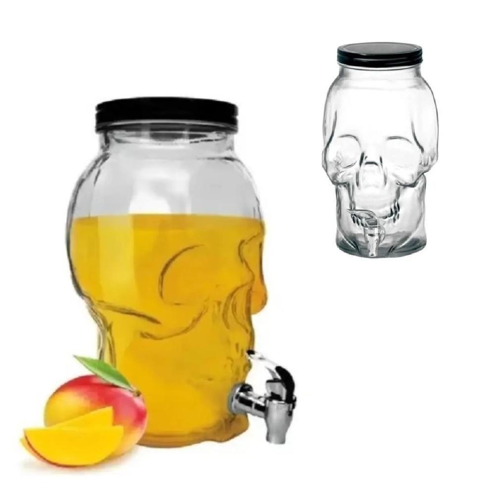 Suqueira de vidro caveira dispenser luxo decorado com torneira 5 litros ...