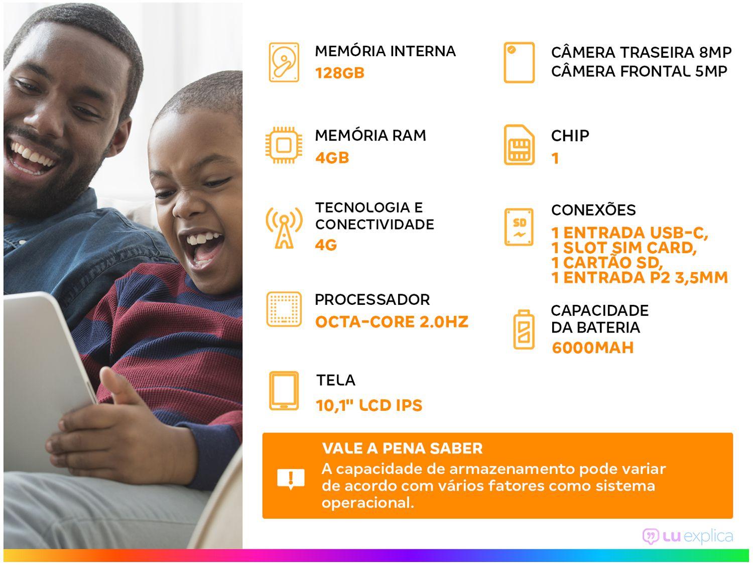 Tablet Multi NB389 10,1" 128GB 4GB RAM Android 12 GO Edition Octa-Core ...