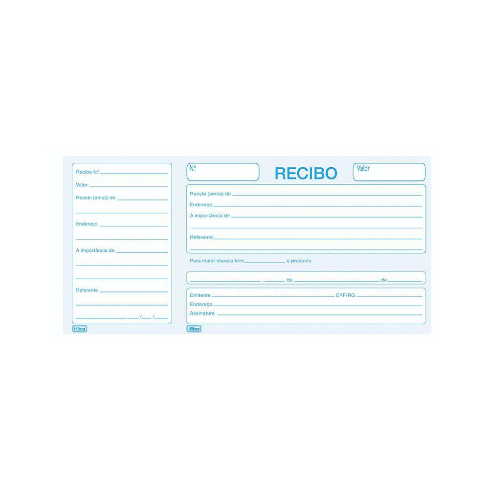 Talão de Recibo Tilibra com Canhoto 50 Folhas 207x106mm - Recibo ...