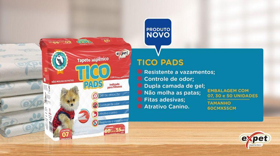 Tapete higiênico Cachorro Pet Tico Pads 60cm x 55cm com 50 unidades ...