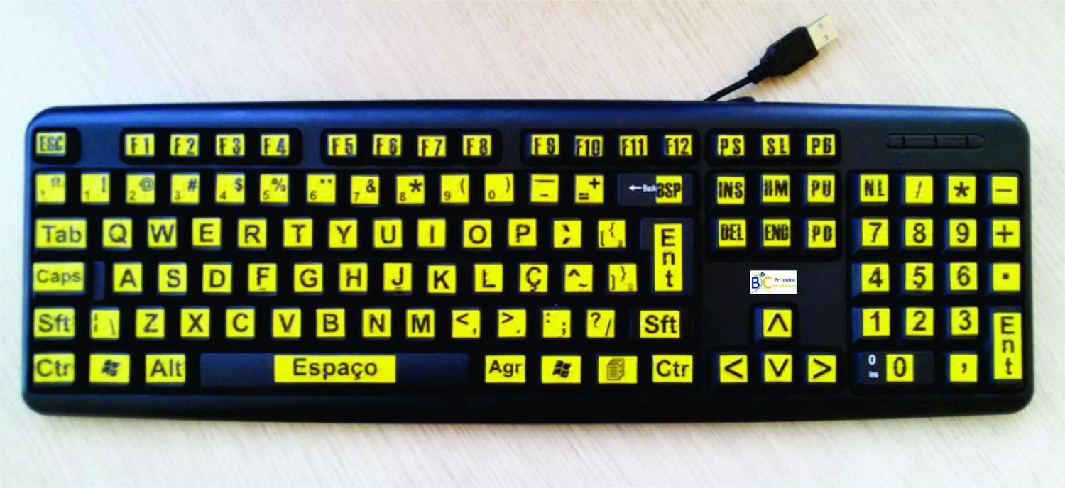 Teclado Ampliado Baixa Visão e Adaptado em Braille para Cegos - Mja ...