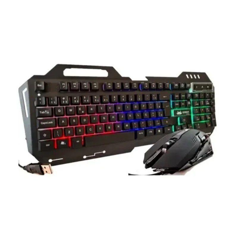 Teclado E Mouse Gamer Com Iluminacao Led Rgb Kp 2054 Preto Kit