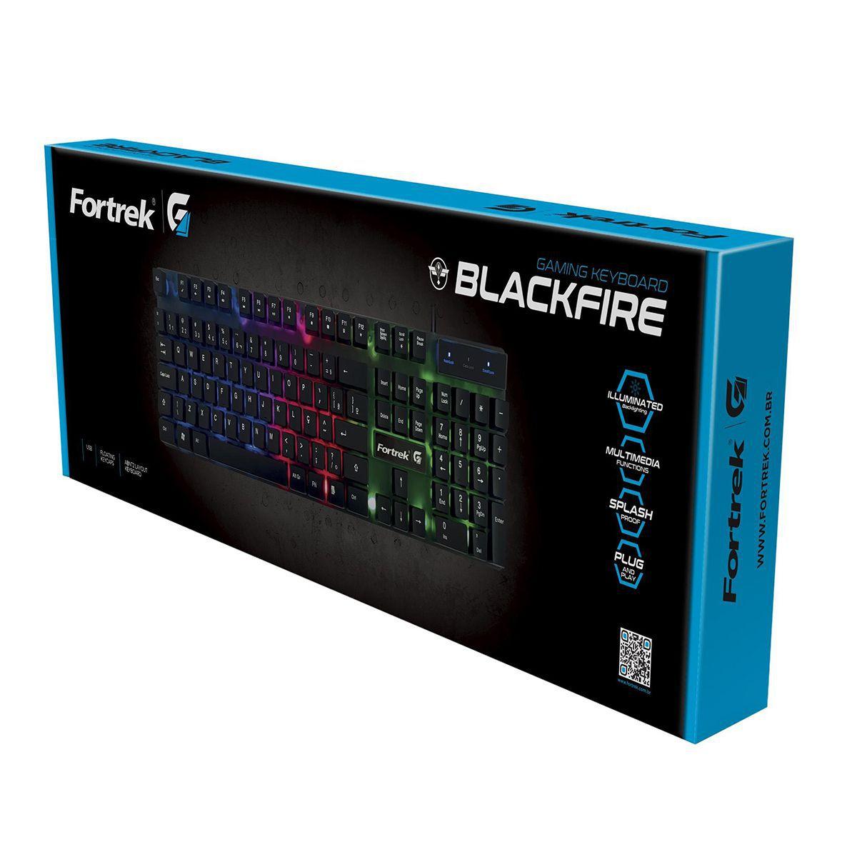 Teclado Gamer Fortrek, Multimídia, Preto, Blackfire - 70578 - Teclado ...