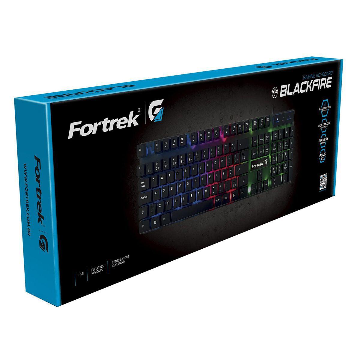 Teclado Gamer Fortrek, Multimídia, Preto, Blackfire - 70578 - Teclado ...