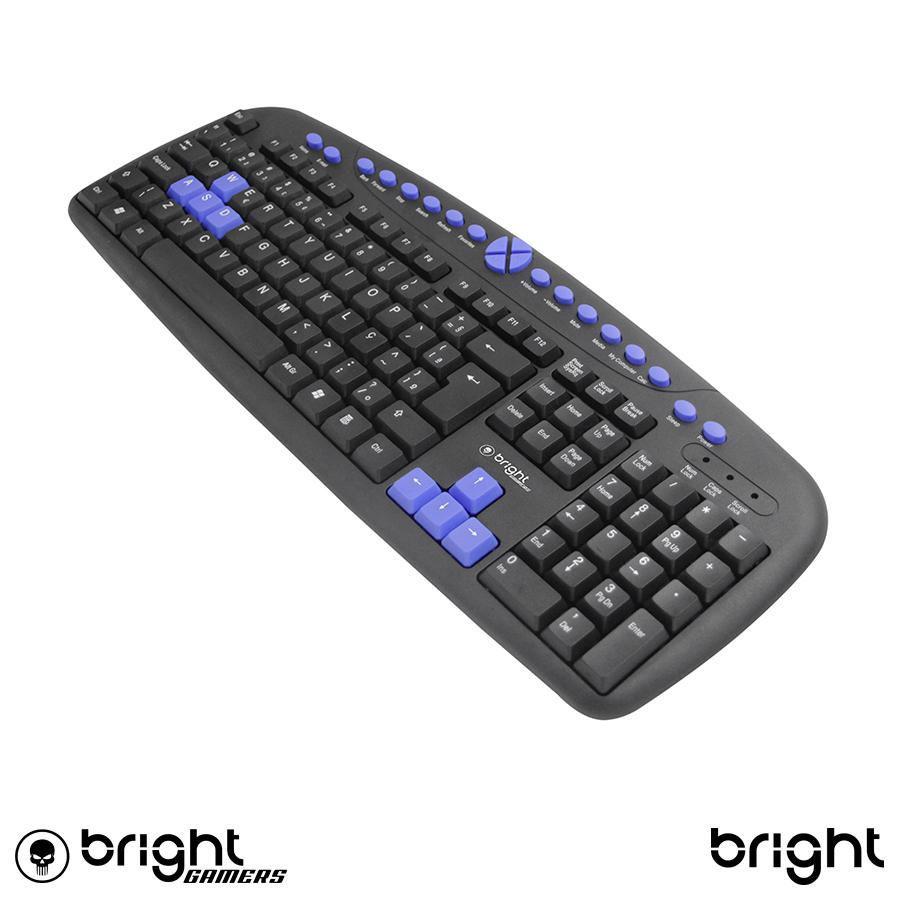 Teclado Gamer Multimídia Azul Qwerty Abnt2 483 Bright - Teclado ...