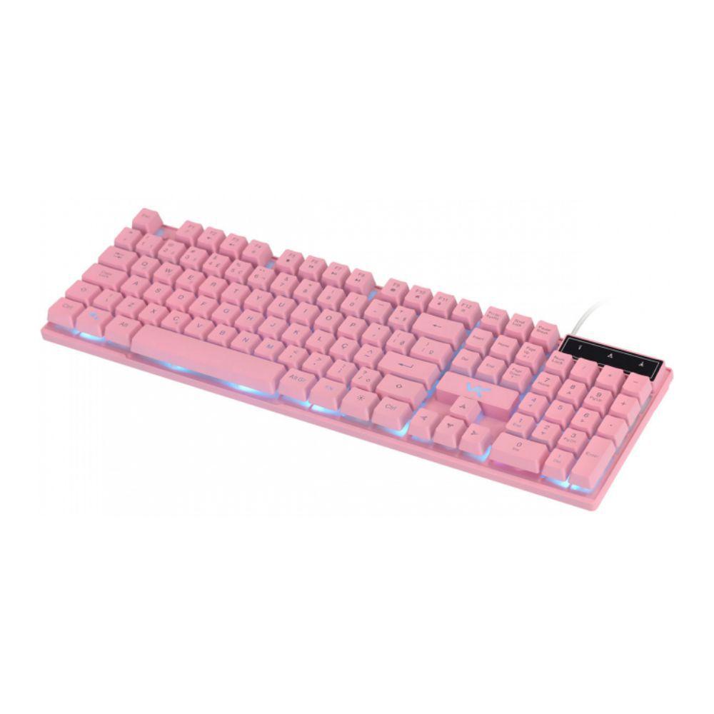 Teclado Gamer Rosa Cerberus Semi Mecanico com LED 7 Cores - Vinik ...