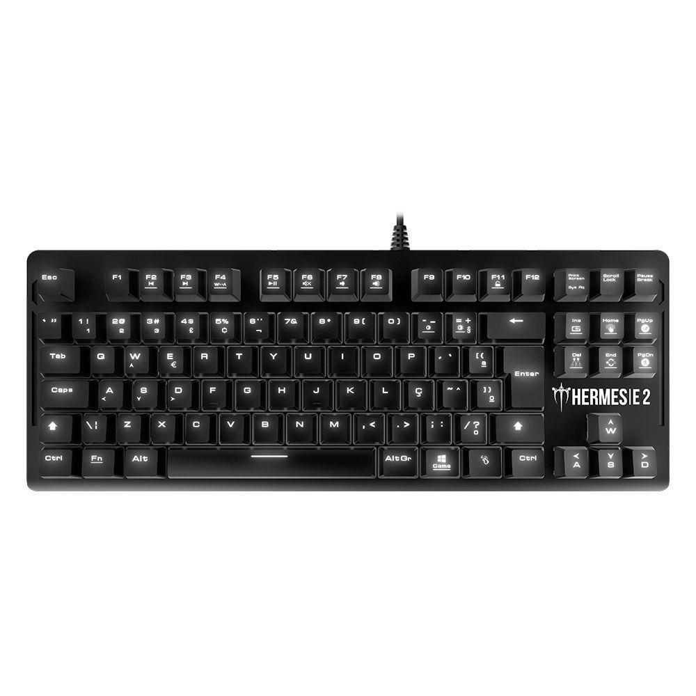 Teclado Mecânico Gamer Gamdias Hermes E2, LED Branco, Switch Huano Brown, Layout ABNT2, Preto ...