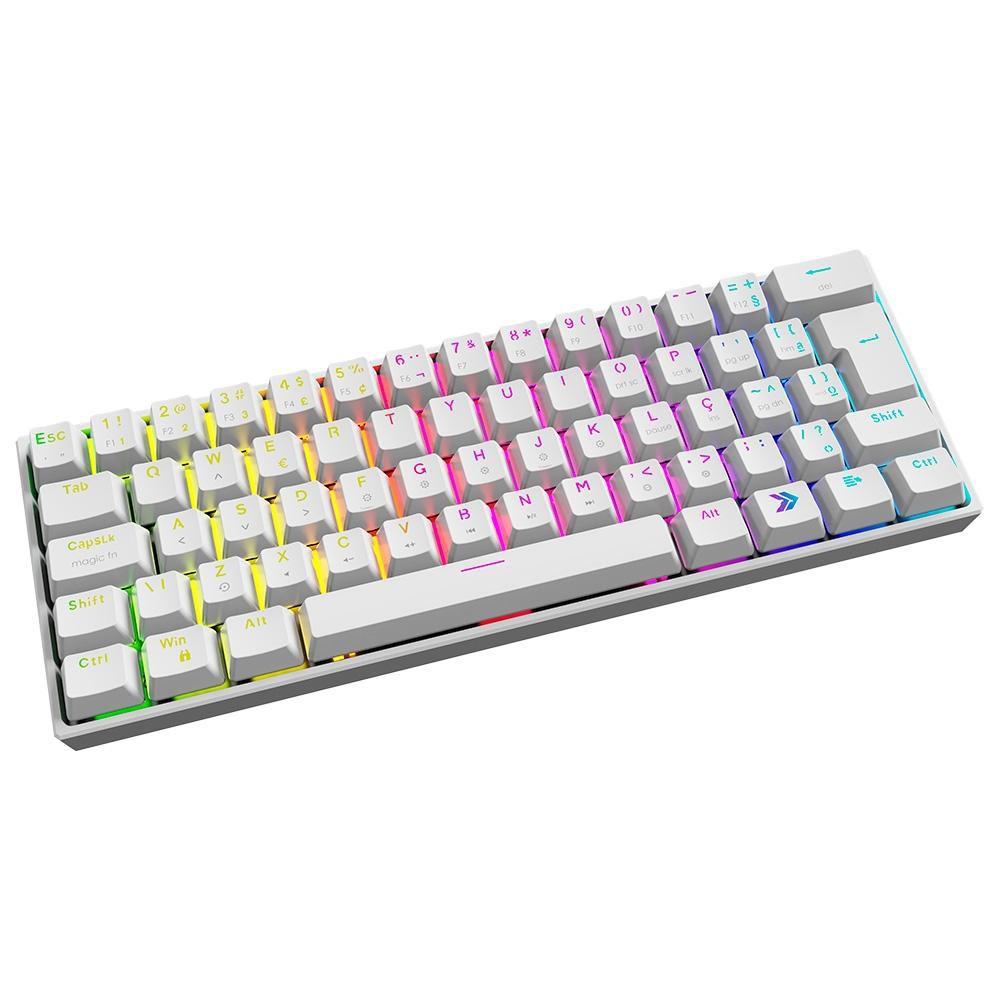 Teclado Mecânico Gamer KBM! GAMING TG600, Branco, 60% e ABNT2, RGB, Switch Gateron Red ...