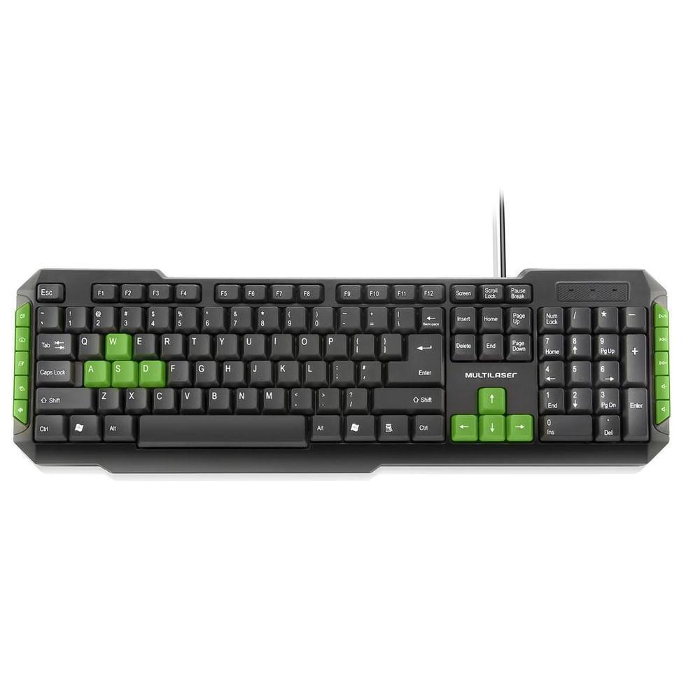 Teclado Multimídia Gamer Teclas Verdes USB TC201 -Multilaser - Teclado ...