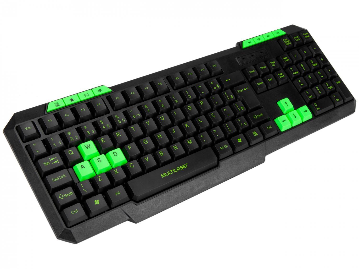 Teclado Numérico Gamer USB Multilaser Hotkeys Slim ABNT 2 Preto e Verde ...