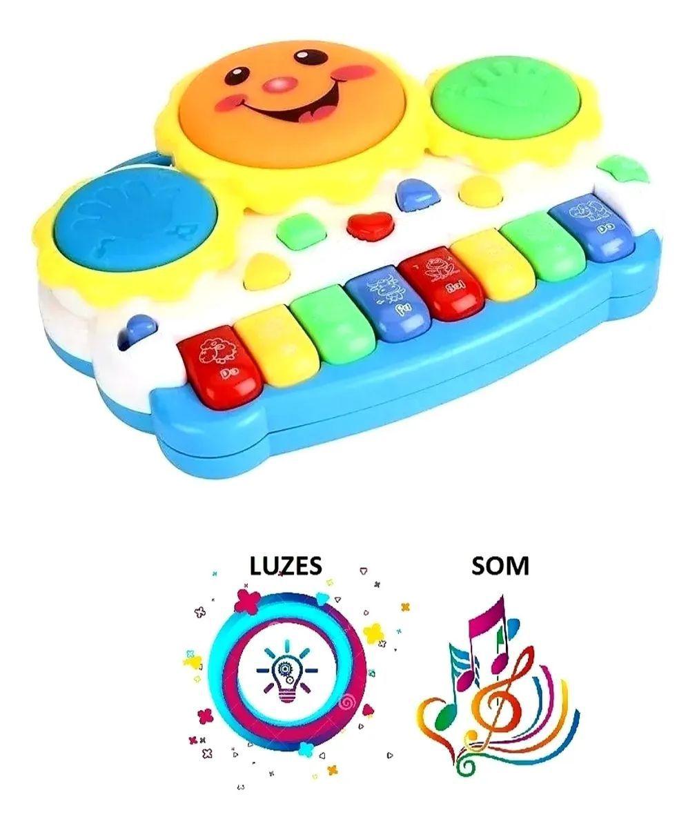 Teclado Piano Tambor Drum Infantil Bebê Dm Toys Piano Teclado De
