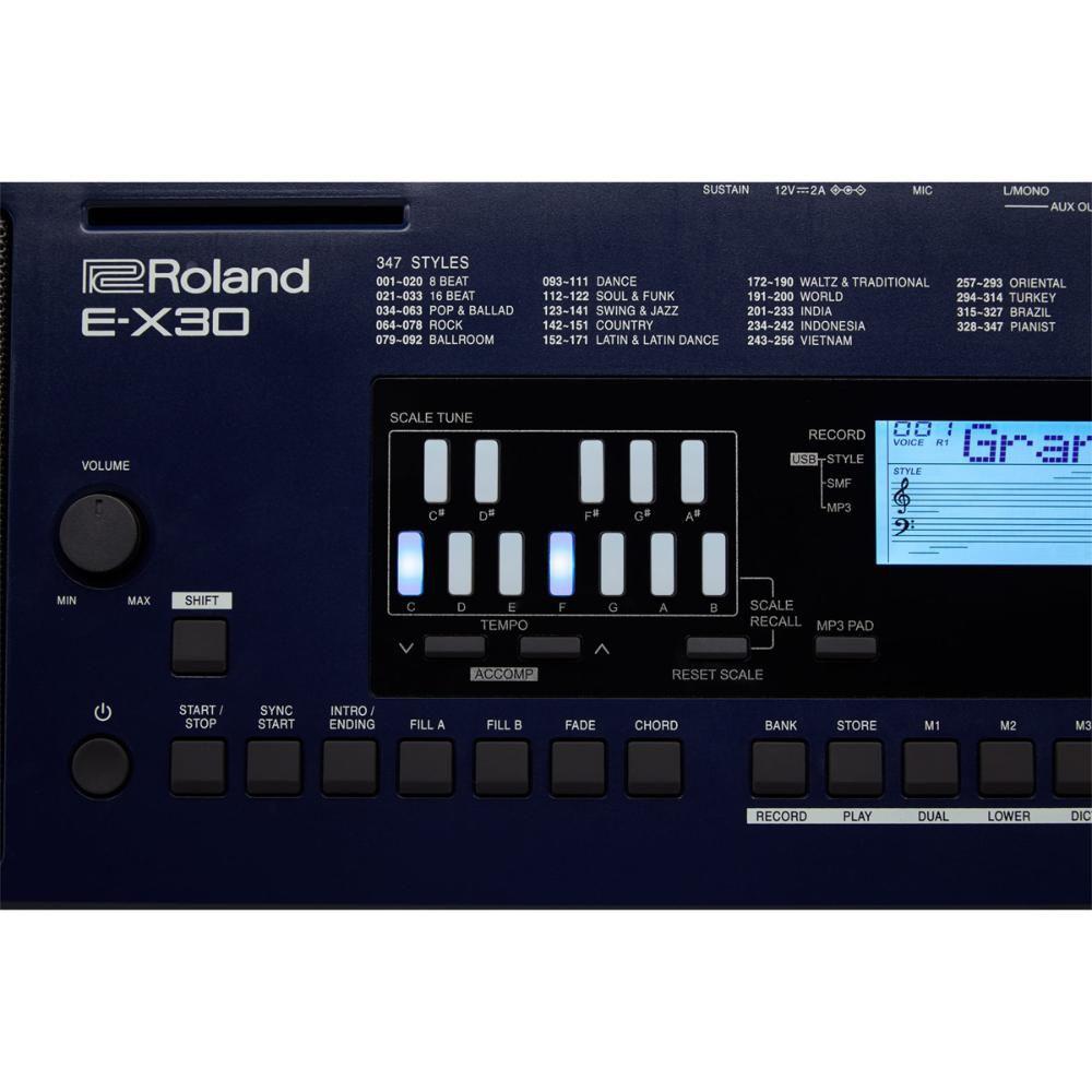 Teclado Roland Ex30 61 Teclas E-x30 Arranjador Ex-30 + Fonte + Suporte ...