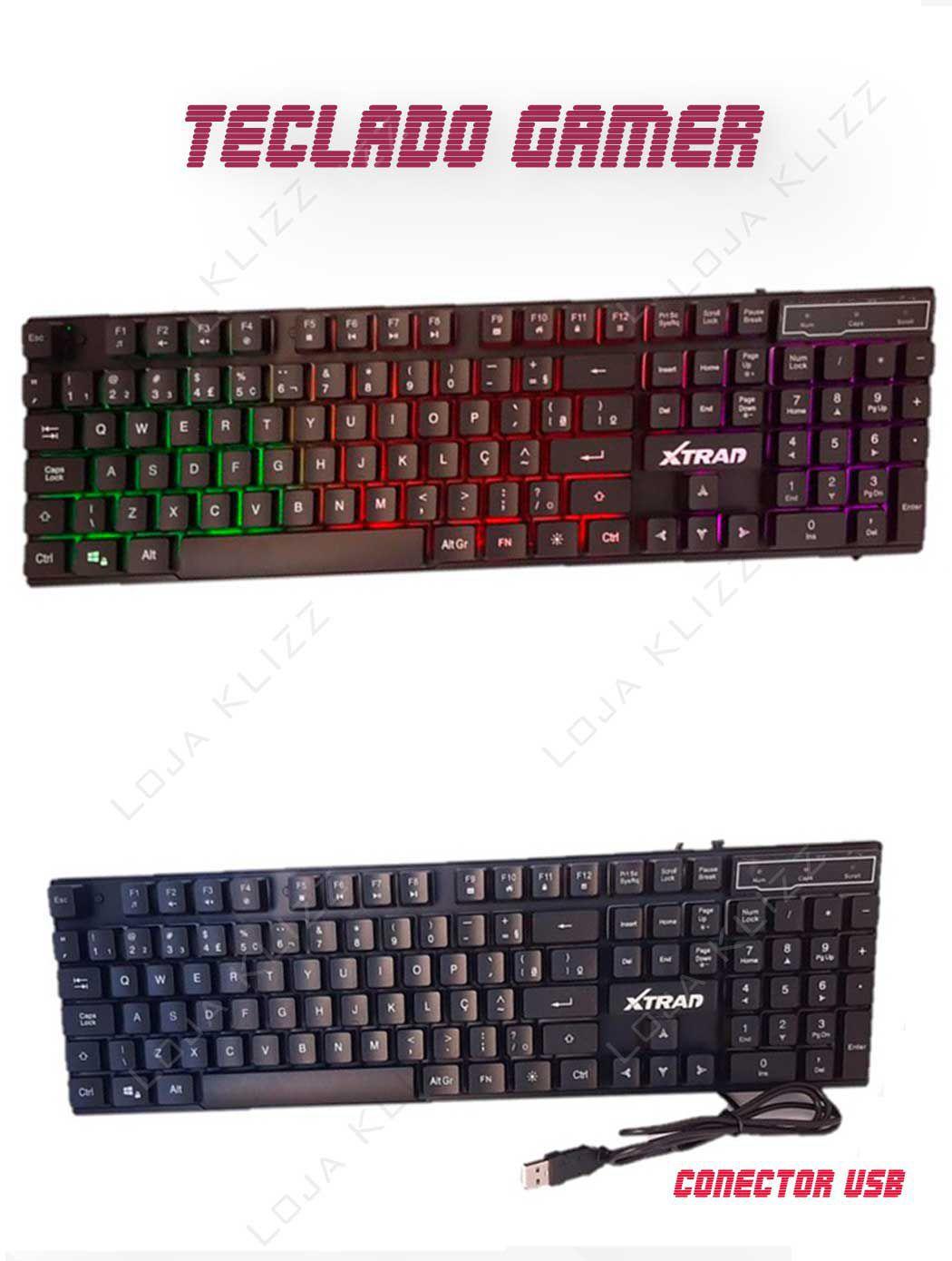 Teclado Xtrad Gamer Semi Mecânico Iluminado Led Colorido - Teclado ...