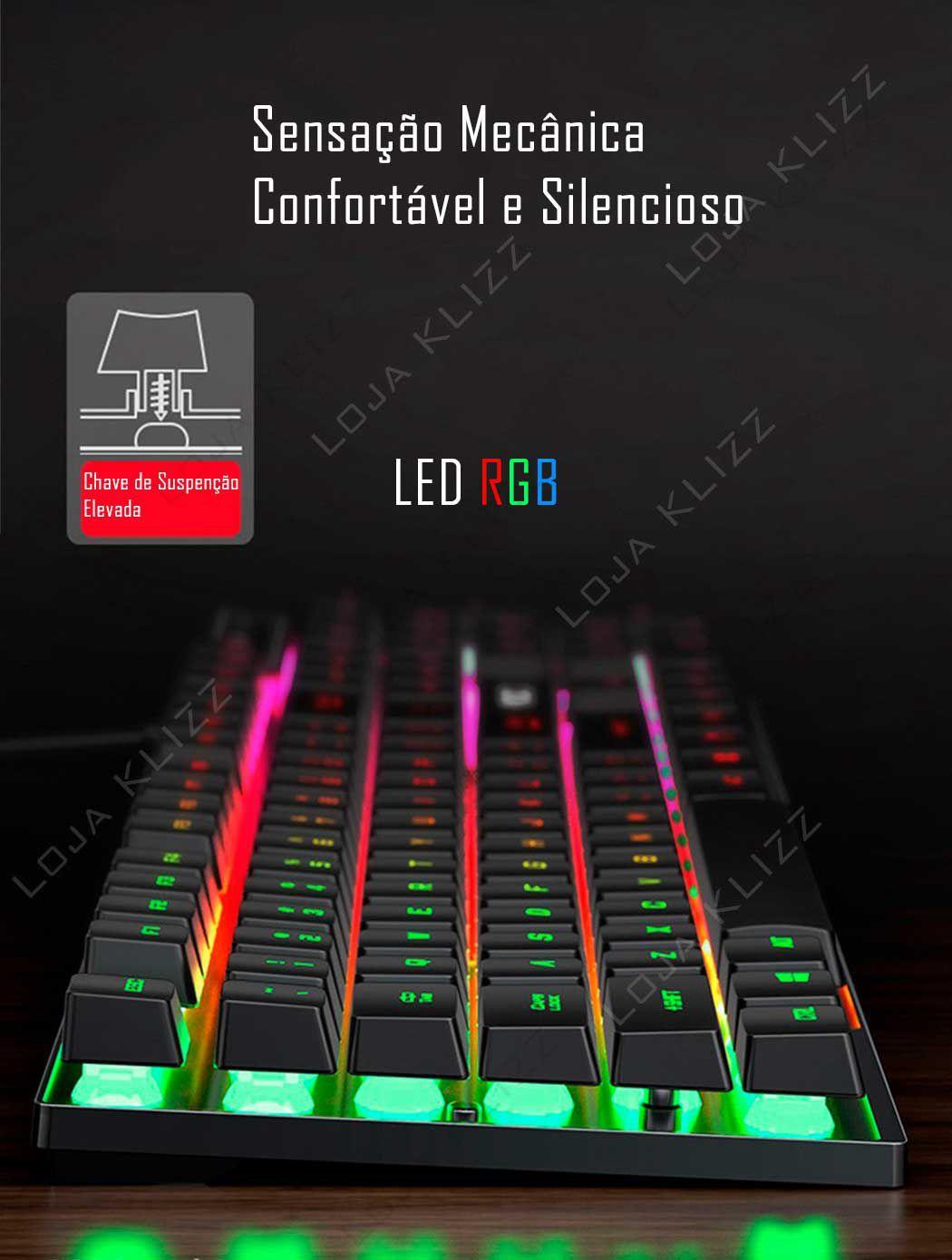 Teclado Xtrad Gamer Semi Mecânico Iluminado Led Colorido - Teclado ...