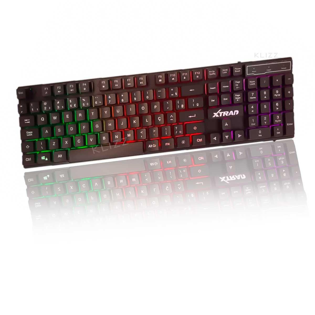 Teclado Xtrad Gamer Semi Mecânico Iluminado Led Colorido - Teclado ...