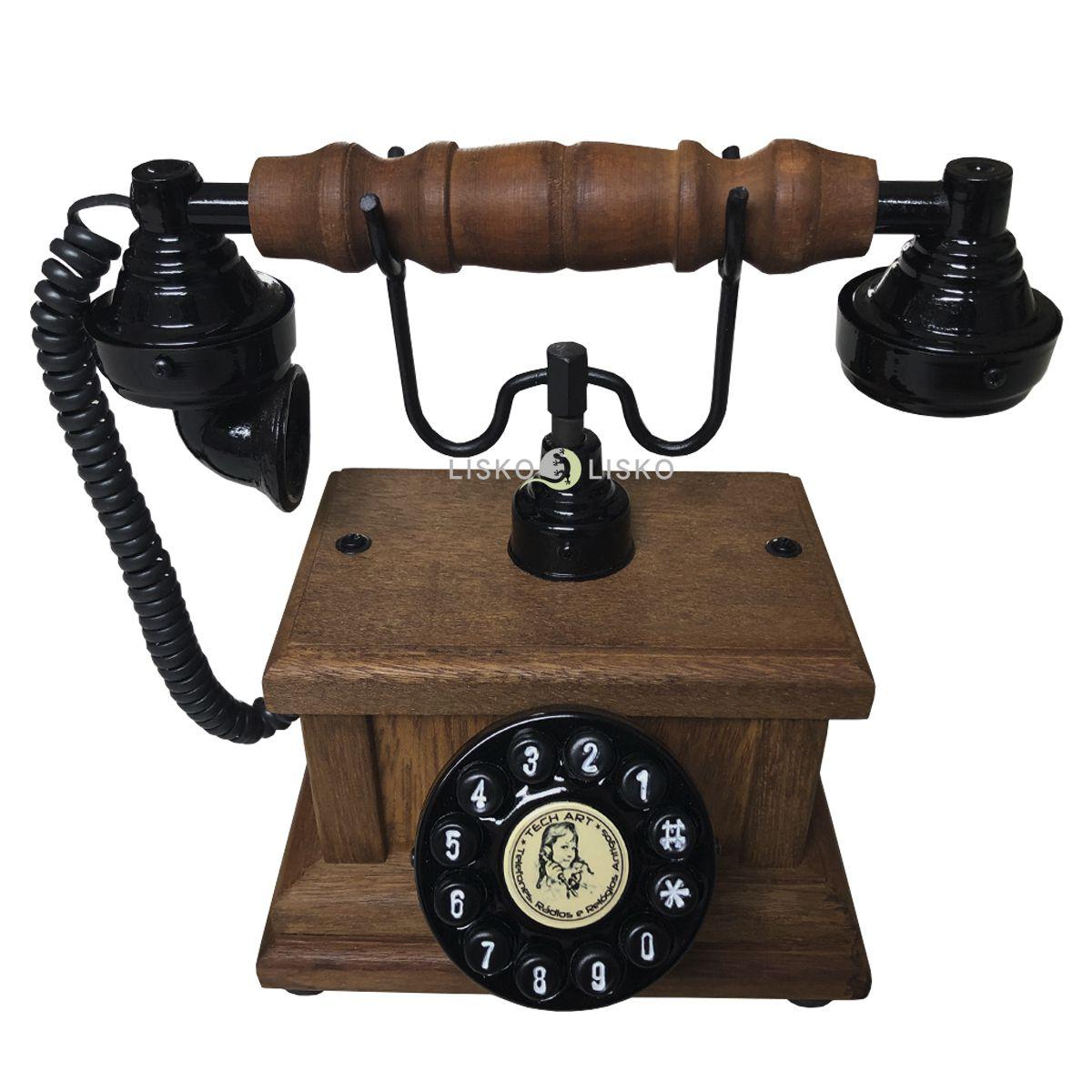 Telefone Antigo Retrô De Mesa em Madeira e Metal - Retro - Aparelhos de ...