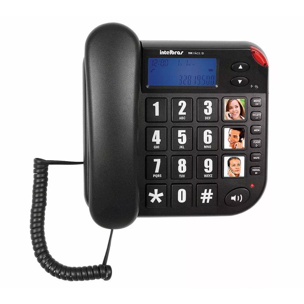 Telefone com Fio com Identificador de Chamadas Preto Tok Fácil ID ...