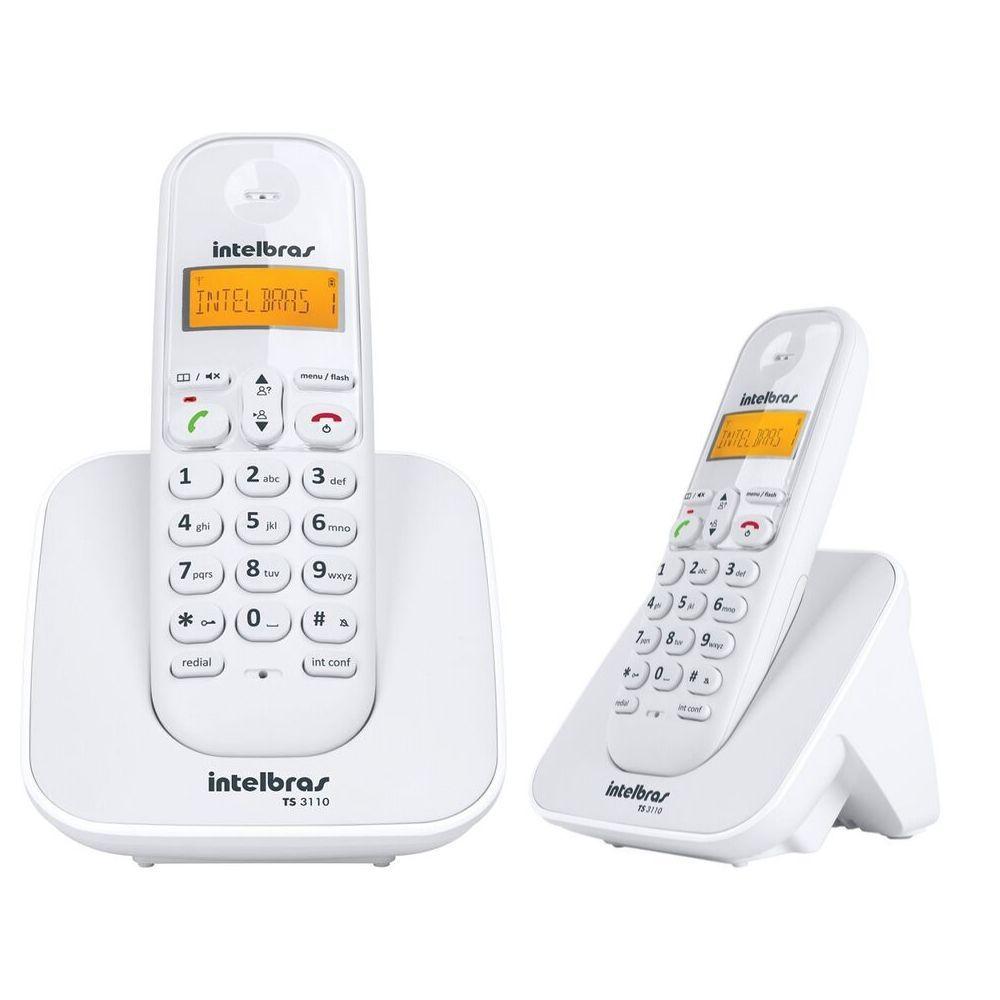 Telefone Fixo Sem Fio Com Ramal Adicional Branco Bina TS 3110 Intelbras ...