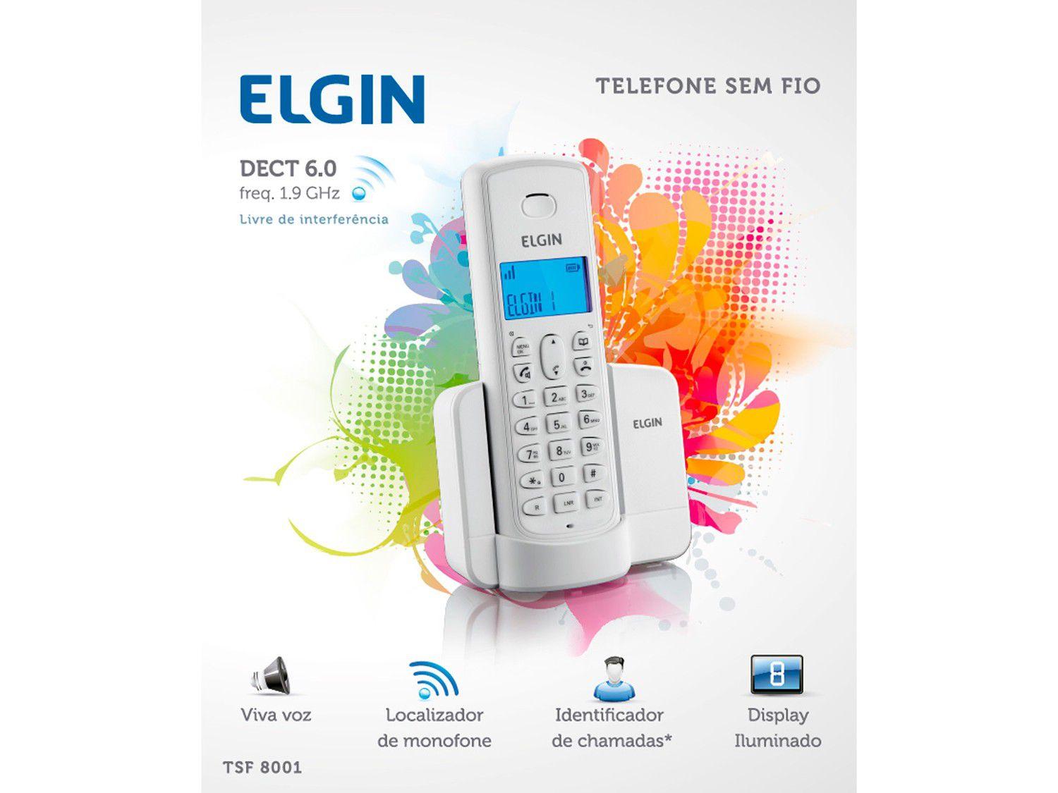 Telefone Sem Fio Elgin TSF8001 - Identificador de Chamada Viva Voz ...