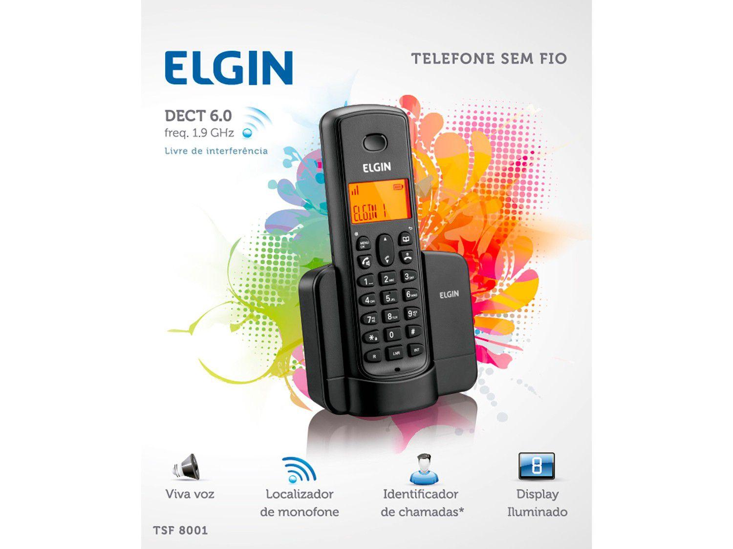 Telefone Sem Fio Elgin TSF8001 - Identificador de Chamada Viva Voz ...