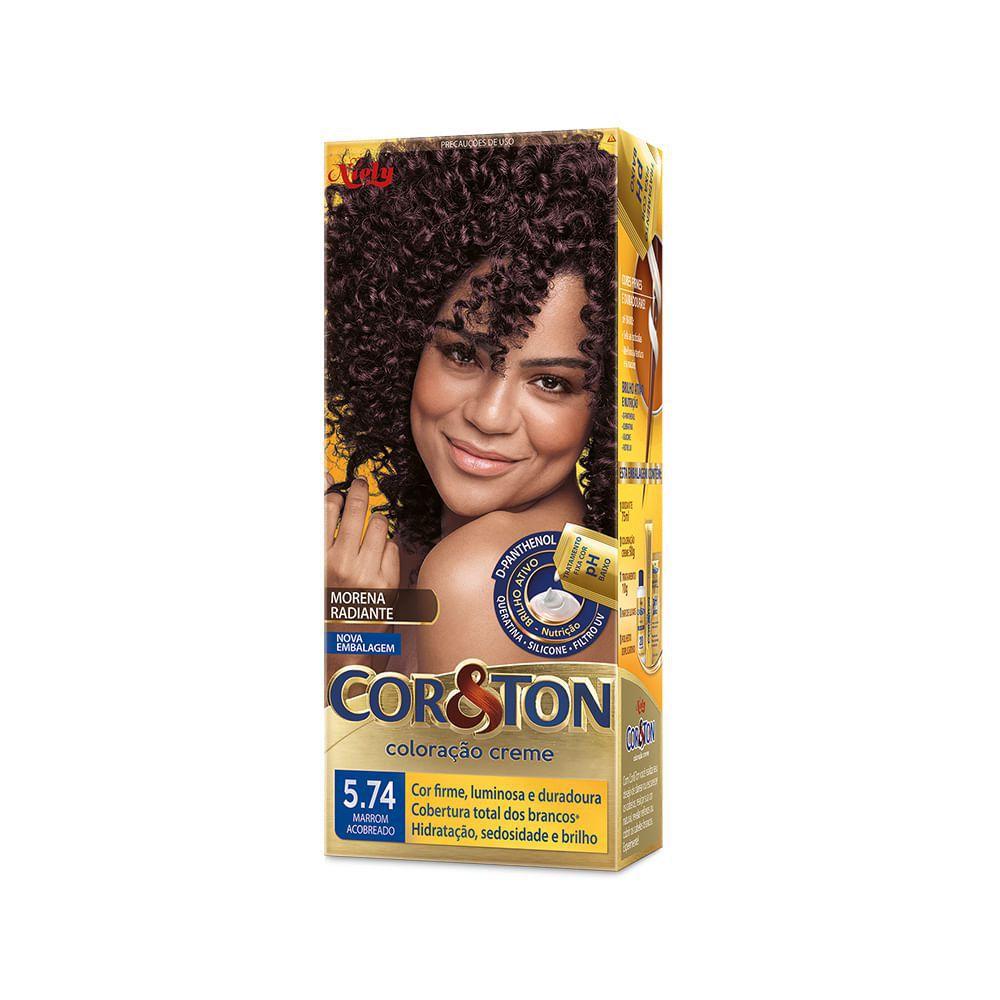 Tintura Creme Cor&ton 5.74 Marrom Acobreado - Cor & Ton - Tinta de ...
